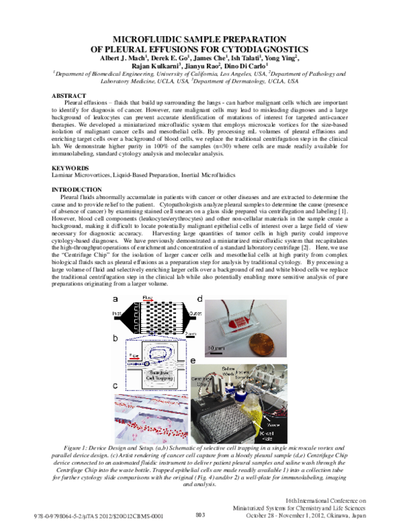 (PDF) Microfluidic Sample Preparation of Pleural Effusions for Cytodiagnostics | Ish Talati ...