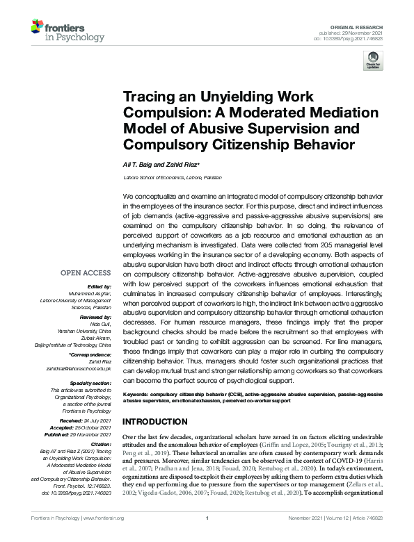 (PDF) Tracing an Unyielding Work Compulsion: A Moderated Mediation ...