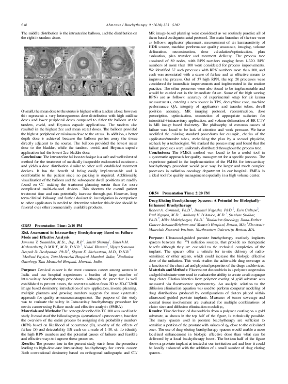 (PDF) Risk Assessment in Intracavitary Brachytherapy Based on Failure ...