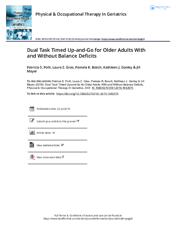 (PDF) Dual Task Timed Up-and-Go for Older Adults With and Without ...
