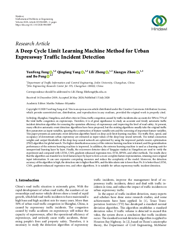 (PDF) A Deep Cycle Limit Learning Machine Method for Urban Expressway Traffic Incident Detection