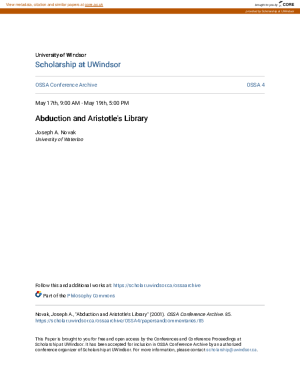 (PDF) Abduction and Aristotle\u27s Library