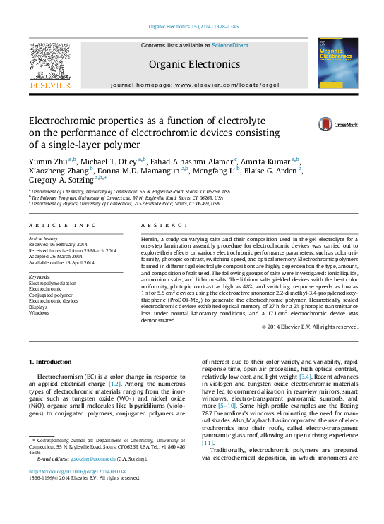 (PDF) Electrochromic properties as a function of electrolyte on the ...