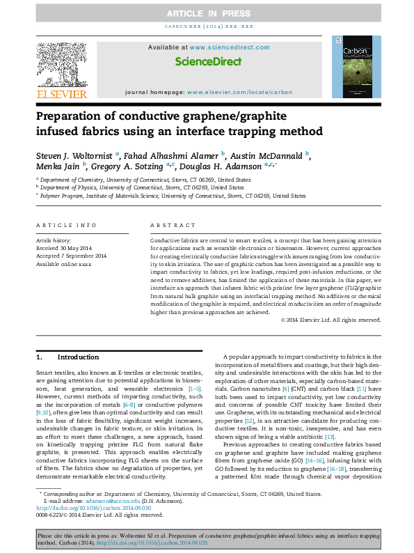 (PDF) Preparation of conductive graphene/graphite infused fabrics using ...