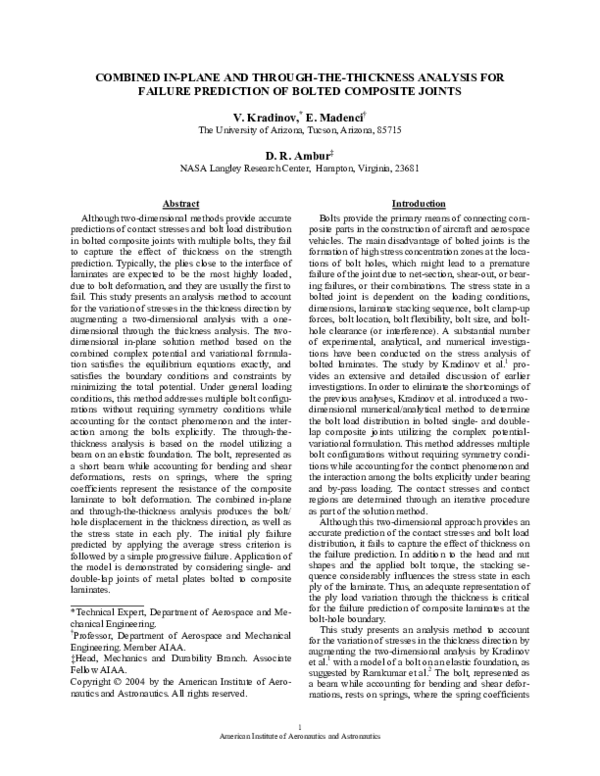 (PDF) Combined in-plane and through-the-thickness analysis for failure prediction of bolted ...
