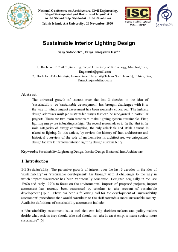 (PDF) Sustainable Interior Lighting Design