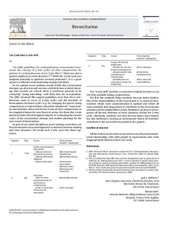 (PDF) The Code Blue 2-min drill
