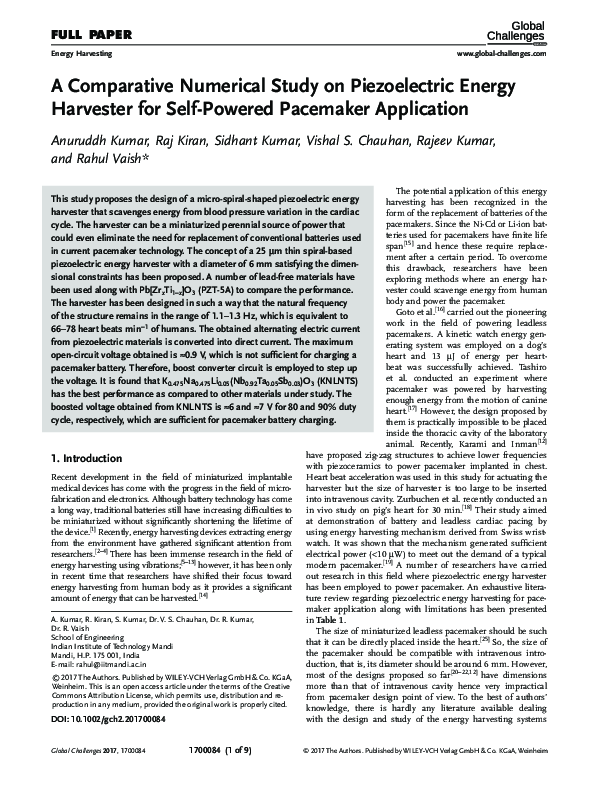 (PDF) A Comparative Numerical Study on Piezoelectric Energy Harvester ...