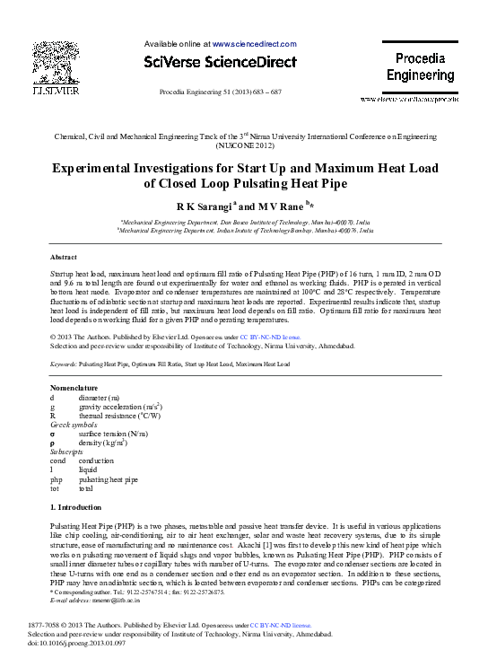(PDF) Experimental Investigations for Start up and Maximum Heat Load of ...