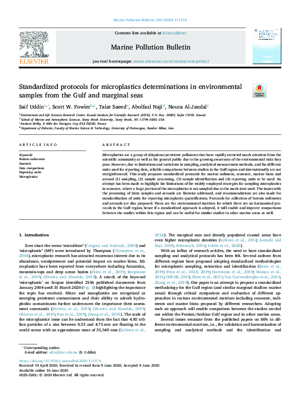 Pdf Standardized Protocols For Microplastics Determinations In