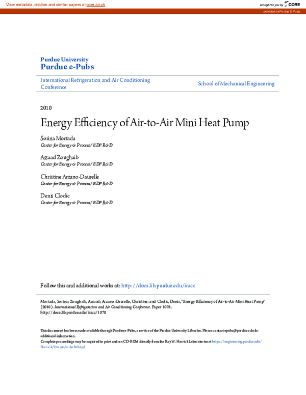(PDF) Energy Efficiency of Air-to-Air Mini Heat Pump | Denis Clodic ...