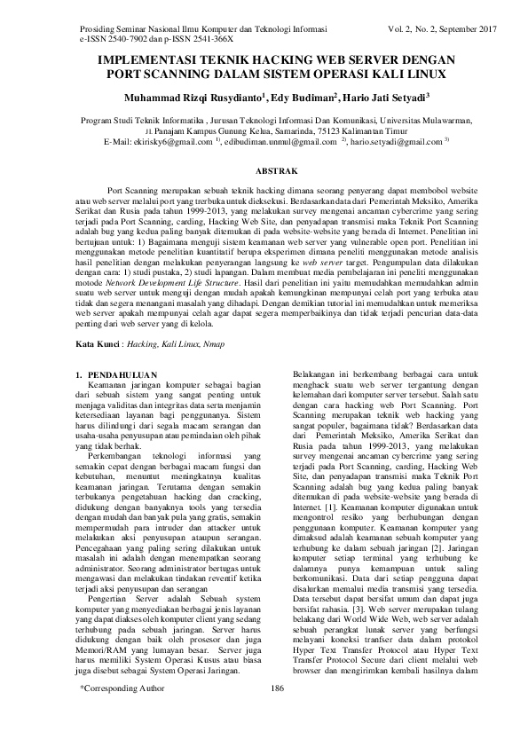 (PDF) Implementasi Teknik Hacking Web Server Dengan Port Scanning Dalam Sistem Operasi Kali Linux
