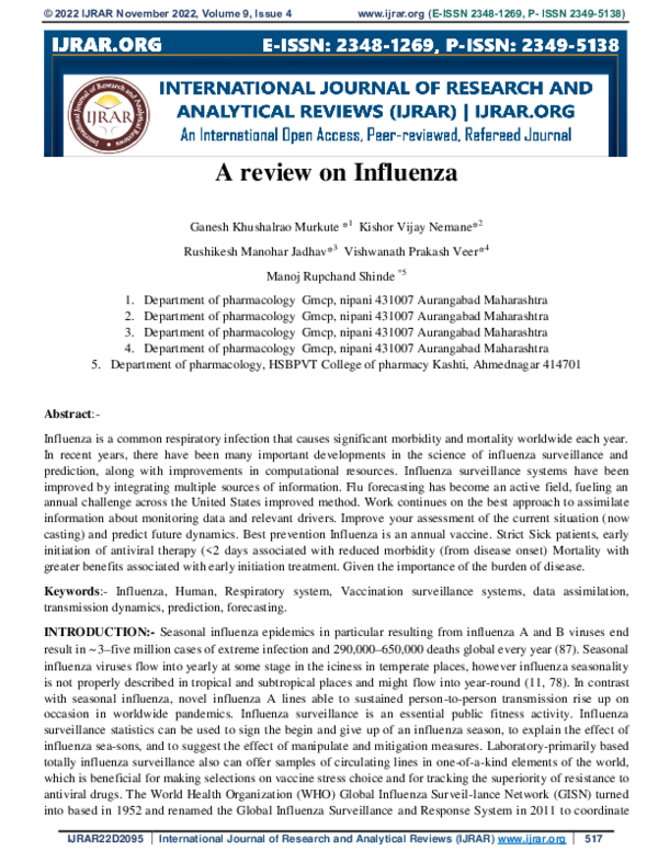 (PDF) A review on Influenza