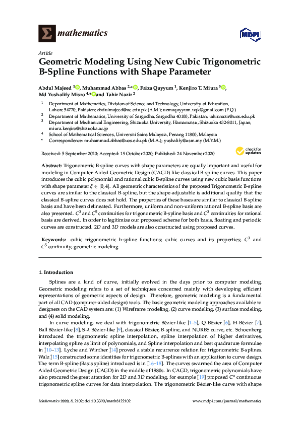 (PDF) Geometric Modeling Using New Cubic Trigonometric B-Spline ...