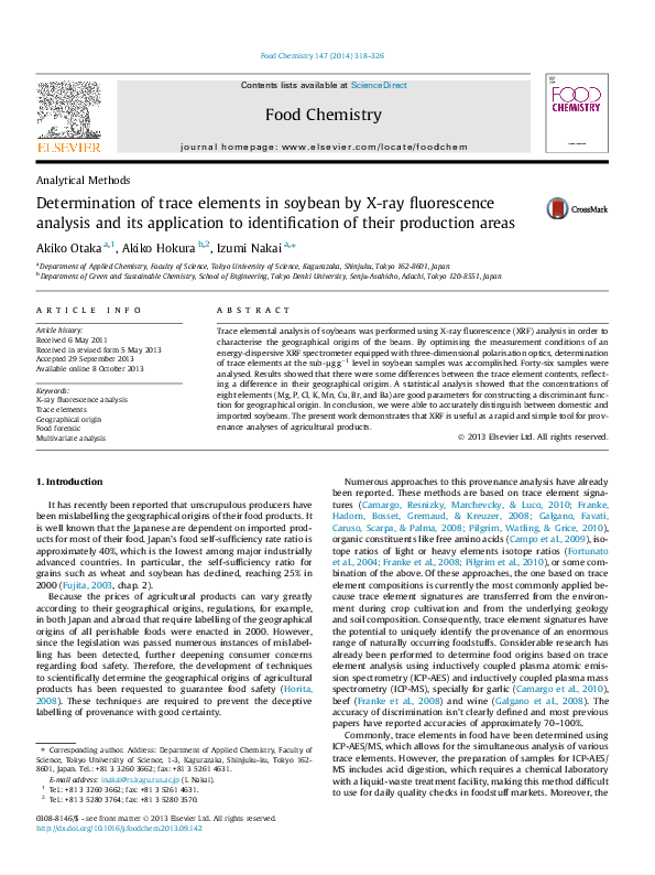 (PDF) Determination of trace elements in soybean by X-ray fluorescence analysis and its ...