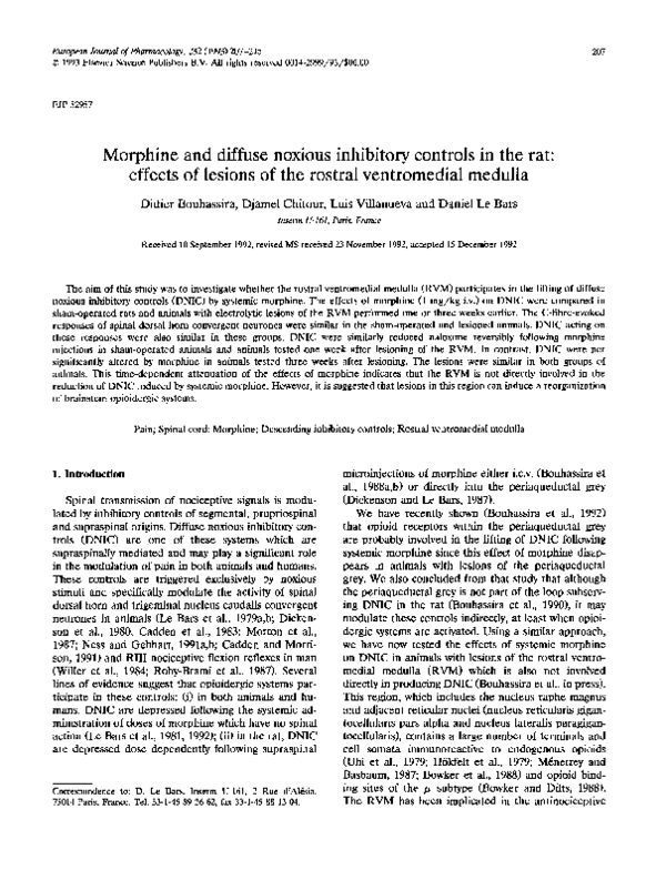 (PDF) Morphine and diffuse noxious inhibitory controls in the rat ...