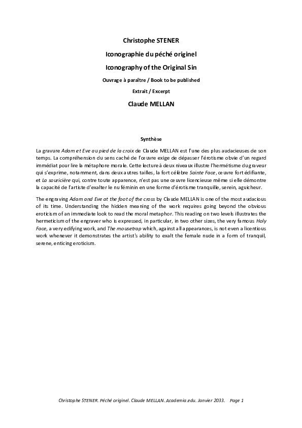 (PDF) Christophe STENER, Iconographie du péché originel / Iconography ...