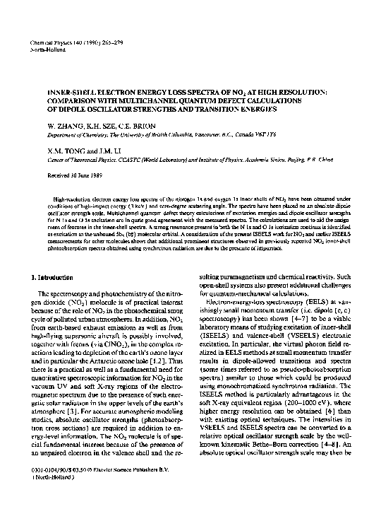 (PDF) Inner-shell electron energy loss spectra of NO2 at high ...
