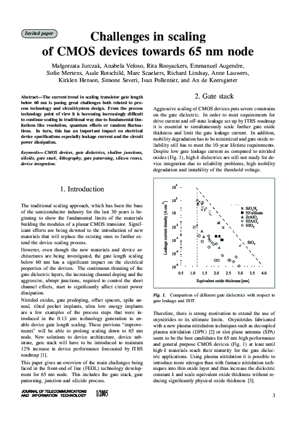 (PDF) Challenges in scaling of CMOS devices towards 65 nm node