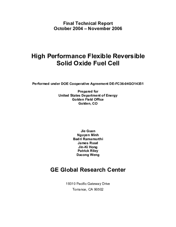 (PDF) Final Technical Report, Oct 2004 - Nov. 2006, High Performance ...