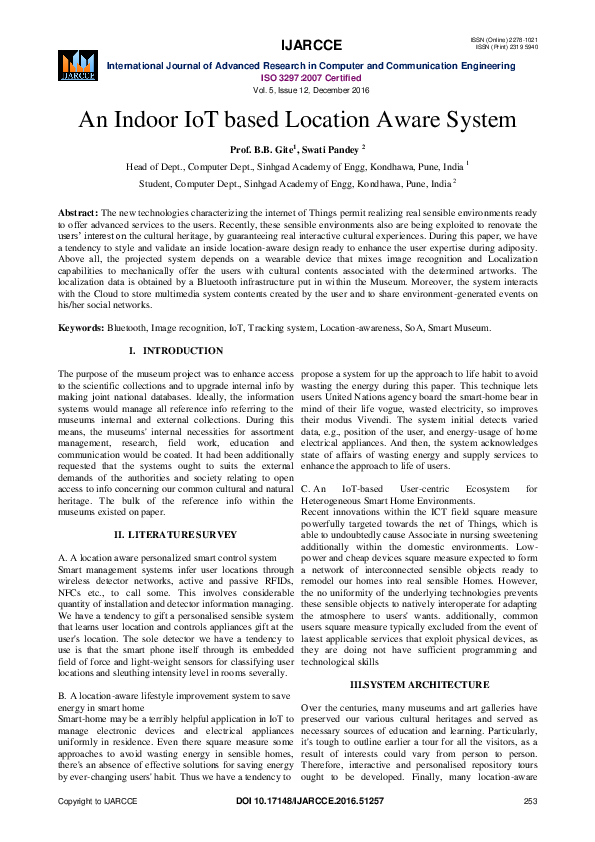 (PDF) An Indoor IoT based Location Aware System
