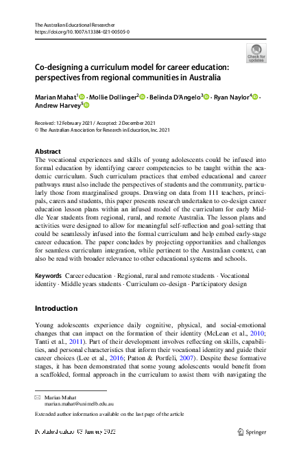 (PDF) Co-designing a curriculum model for career education ...