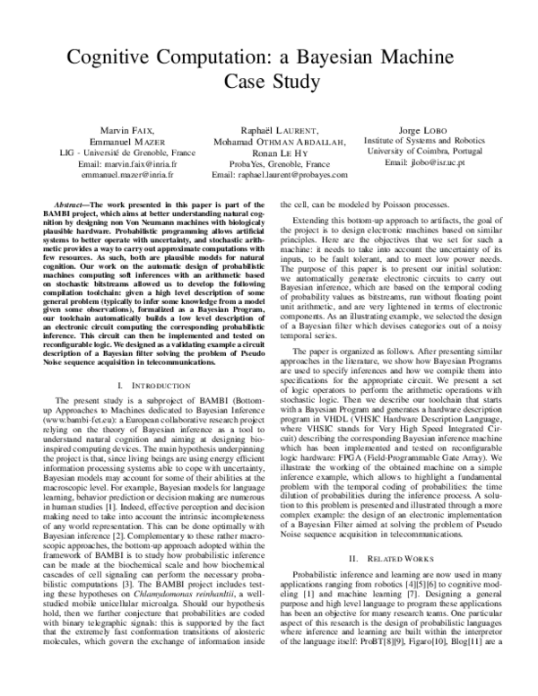 (PDF) Cognitive computation: A Bayesian machine case study