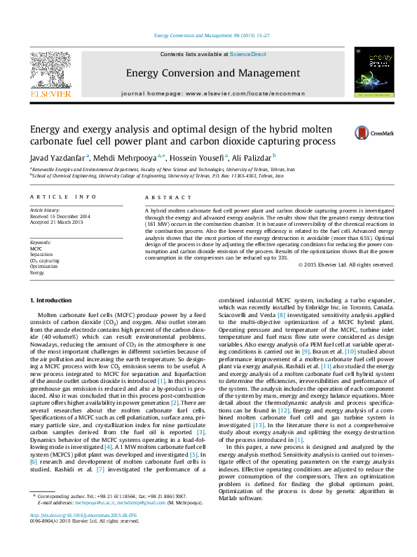 Pdf Energy And Exergy Analysis And Optimal Design Of The Hybrid