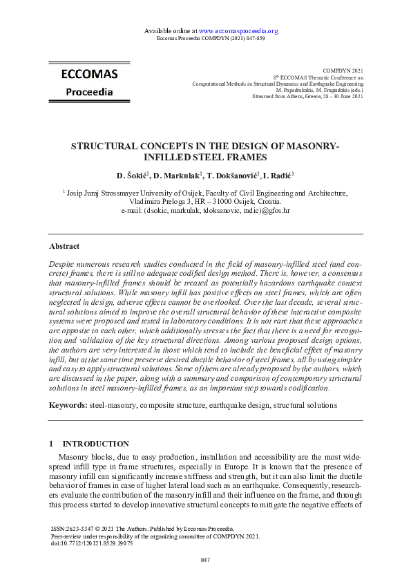 (PDF) Structural Concepts in the Design of Masonry-Infilled Steel Frames