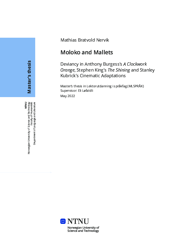 (PDF) Moloko and Mallets: Deviancy in Anthony Burgess's A Clockwork ...