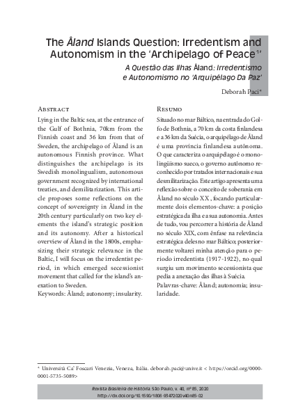 (PDF) The Åland Islands Question: Irredentism and Autonomism in the ...