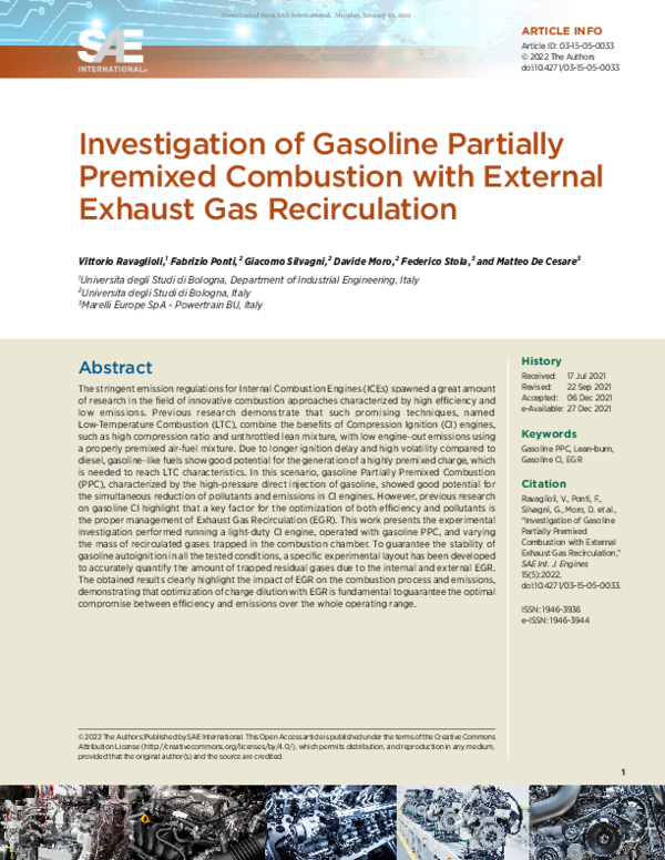(PDF) Investigation of Gasoline Partially Premixed Combustion with ...
