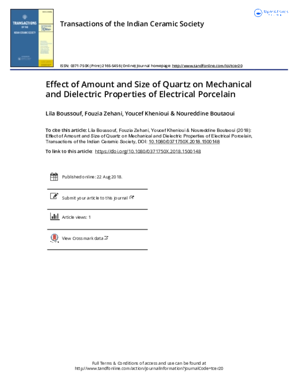 (PDF) Effect of Amount and Size of Quartz on Mechanical and Dielectric ...