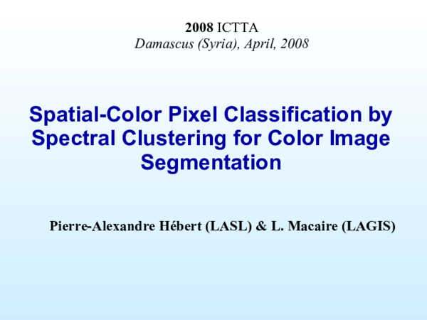 (PDF) Spatial-color pixel classification by spectral clustering for ...