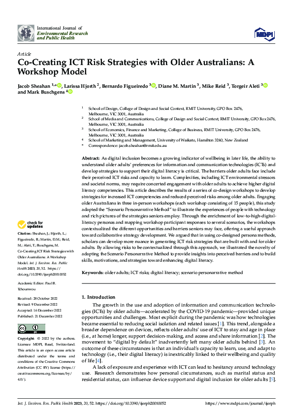 (PDF) Co-Creating ICT Risk Strategies with Older Australians: A ...