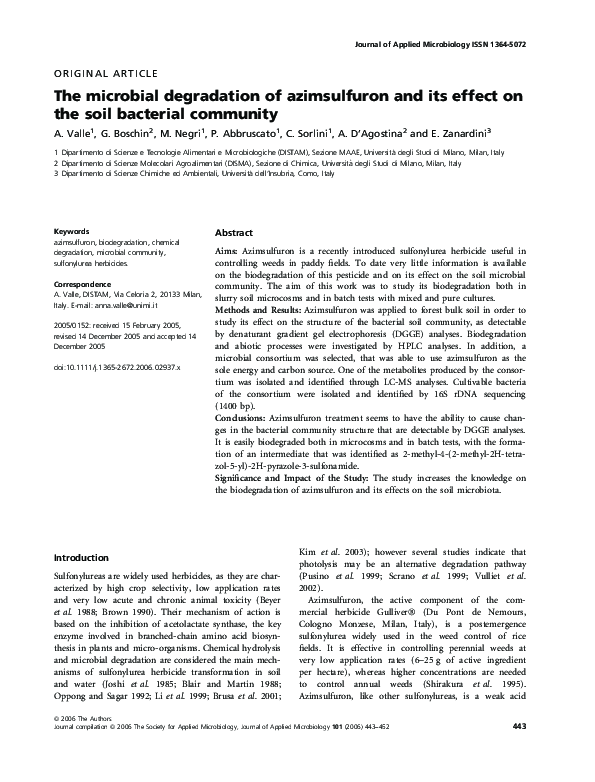 (PDF) The microbial degradation of azimsulfuron and its effect on the ...