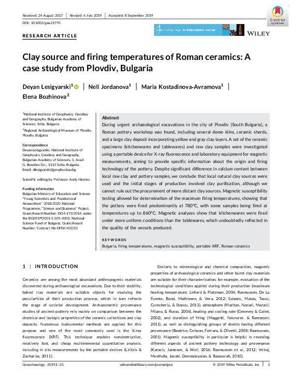 (PDF) Clay source and firing temperatures of Roman ceramics: A case ...