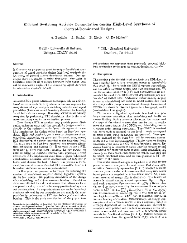 (PDF) Efficient switching activity computation during high-level synthesis of control-dominated ...