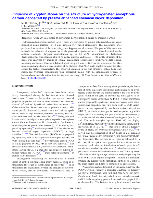 (PDF) Influence of krypton atoms on the structure of hydrogenated ...