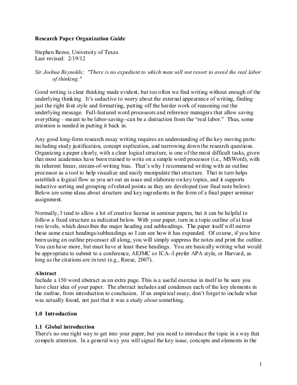 (DOC) Research paper organization guide