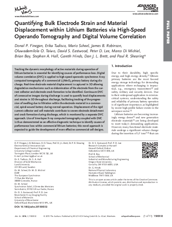 (PDF) Quantifying Bulk Electrode Strain and Material Displacement within Lithium Batteries via ...