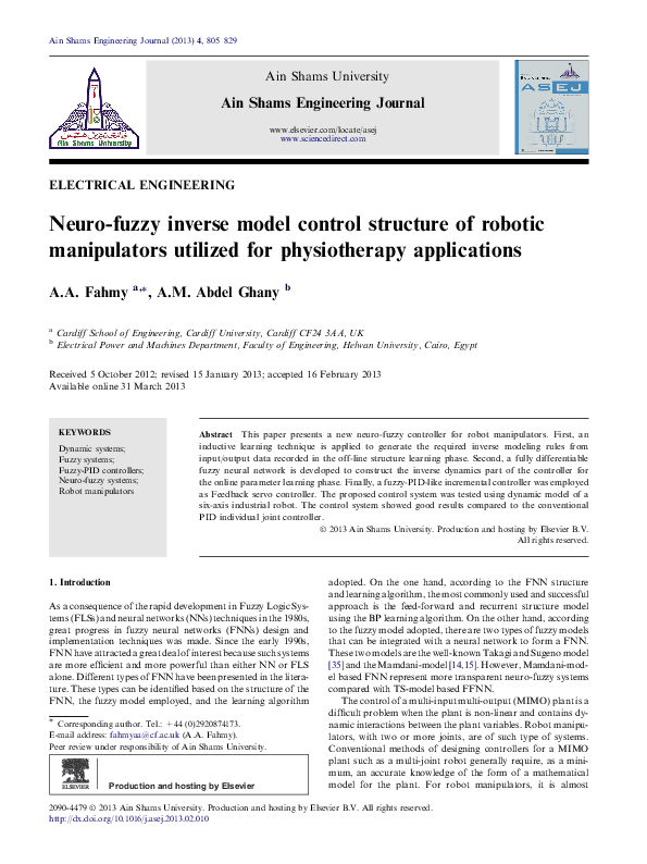 (PDF) Neuro-fuzzy inverse model control structure of robotic manipulators utilized for ...