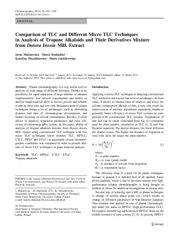 (PDF) Comparison of TLC and Different Micro TLC Techniques in Analysis ...