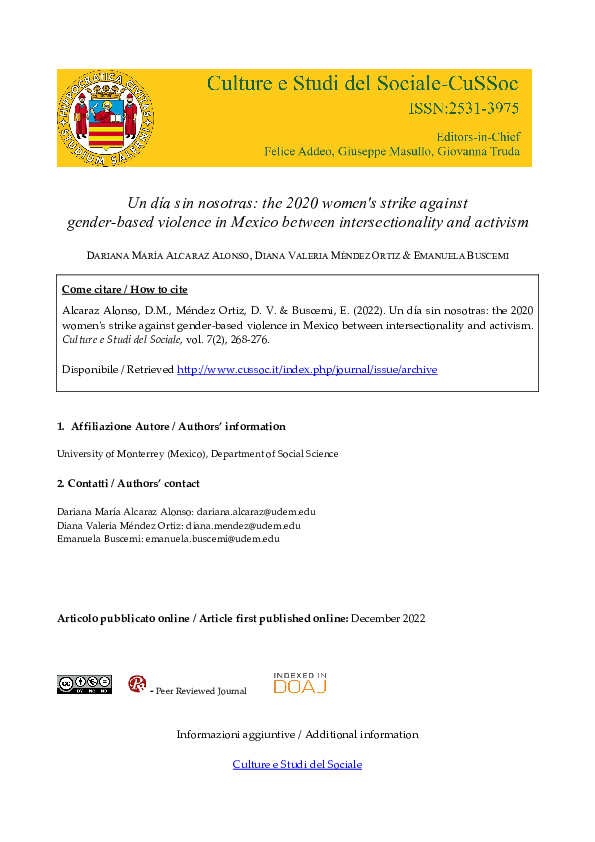 (PDF) Un día sin nosotras: the 2020 women's strike against gender-based ...