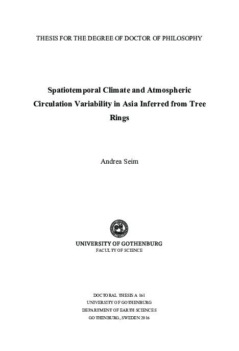 Pdf Spatiotemporal Climate And Atmospheric Circulation Variability In Asia Inferred From Tree