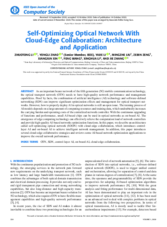 (PDF) Self-Optimizing Optical Network With Cloud-Edge Collaboration ...