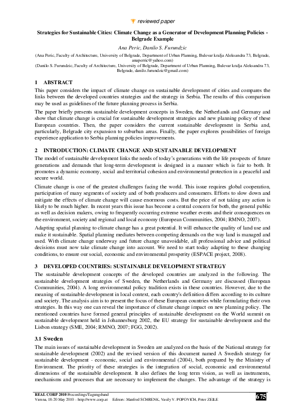 (PDF) 675 Strategies for Sustainable Cities: Climate Change as a ...