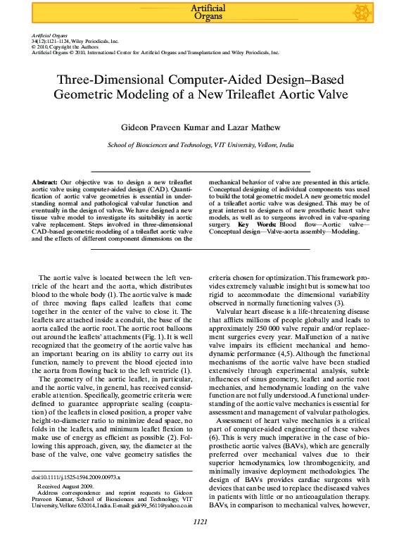 (PDF) Three-Dimensional Computer-Aided Design-Based Geometric Modeling of a New Trileaflet ...
