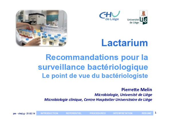 (PDF) Lactarium- Recommandations pour la surveillance bactériologique ...