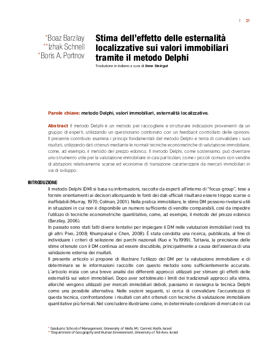 (PDF) Stima dell'effetto delle esternalità localizzative sui valori ...
